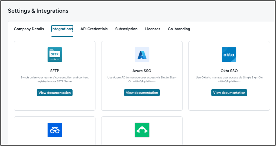 Settings & Integrations Screen – QA Help Center