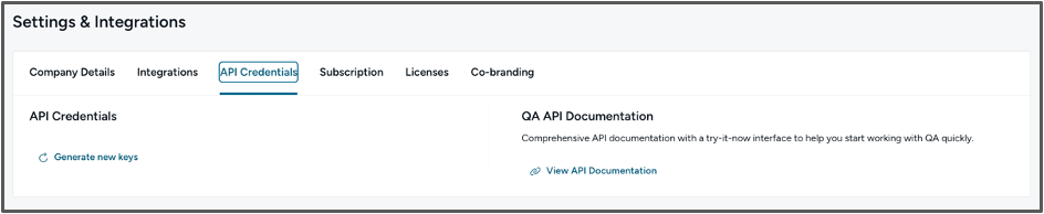 Settings & Integrations Screen – QA Help Center